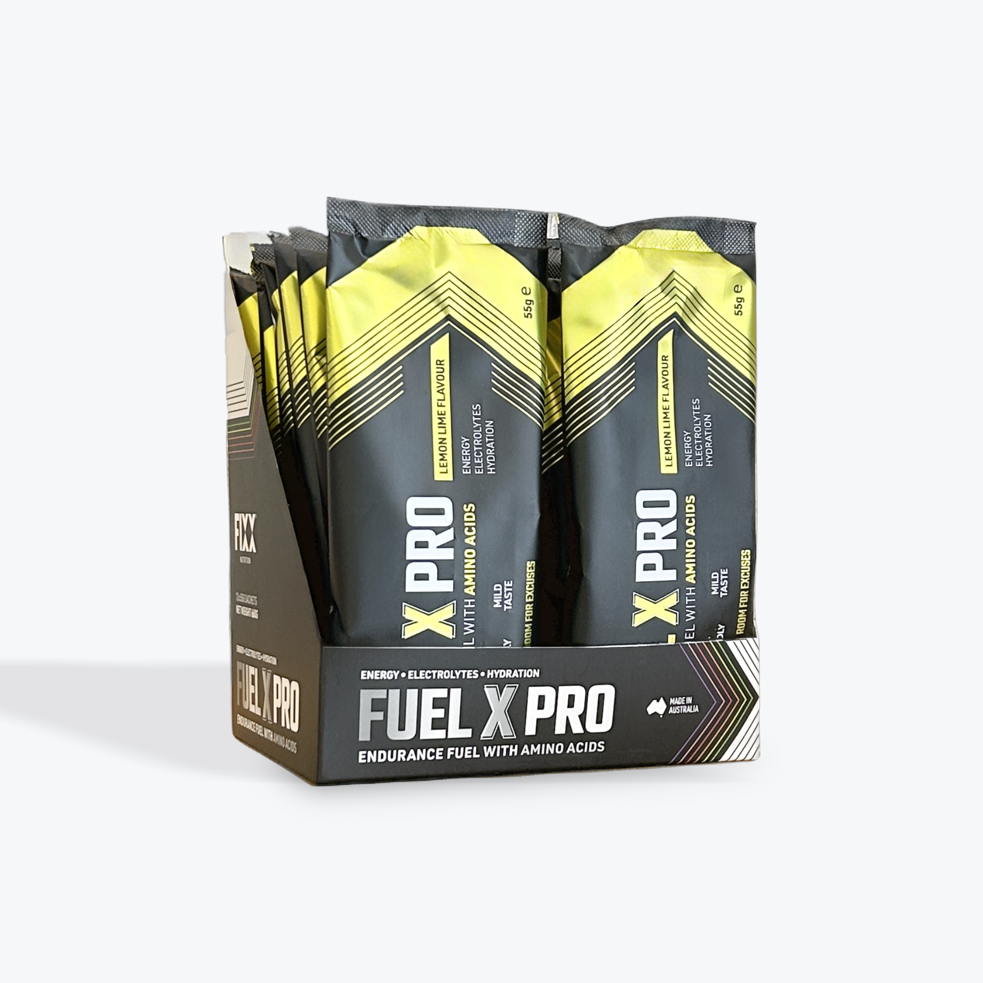FUEL X PRO 55G SACHET BOX of 12 LEMON-LIME - Fixx Nutrition