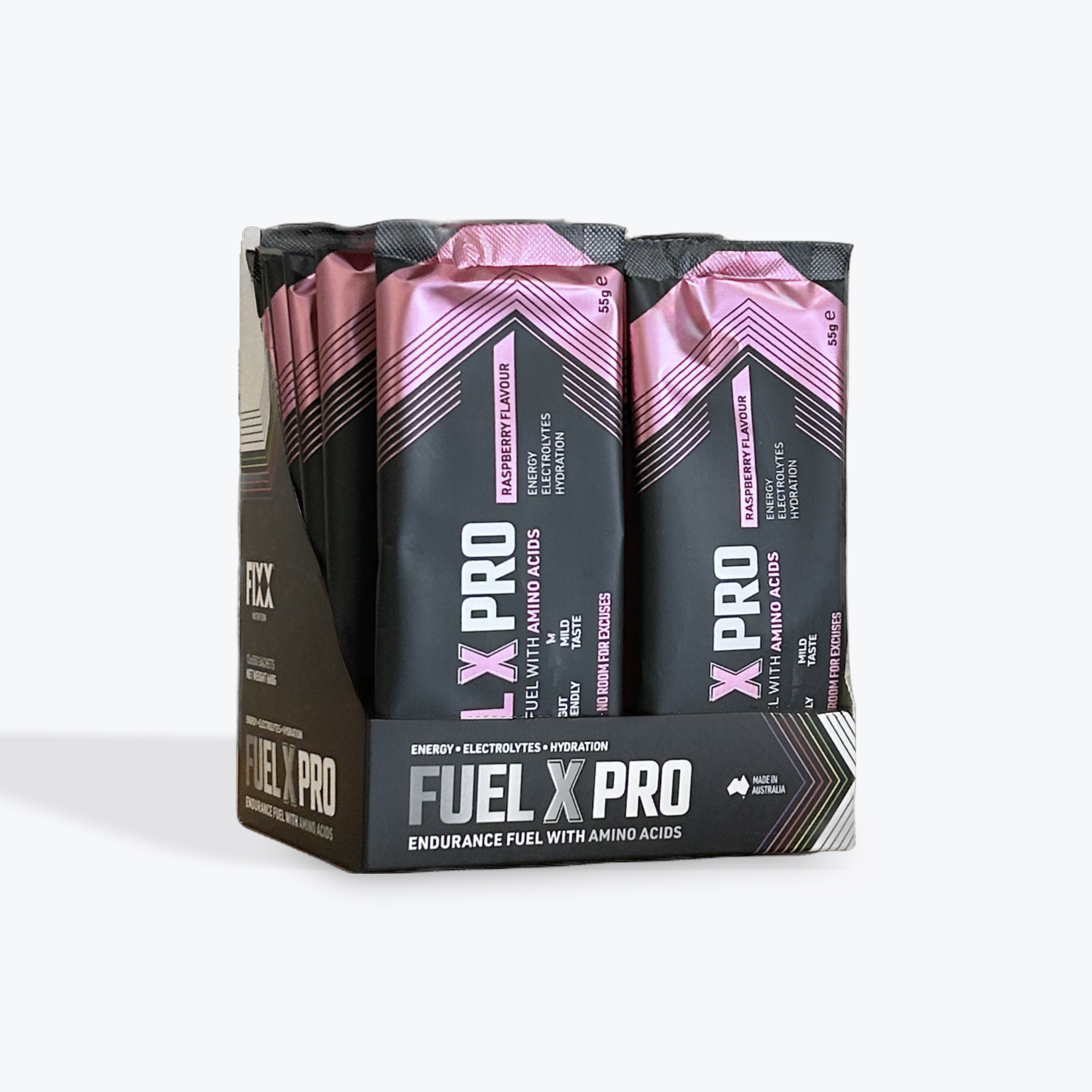 FUEL X PRO 55G SACHET BOX of 12 RASPBERRY - Fixx Nutrition